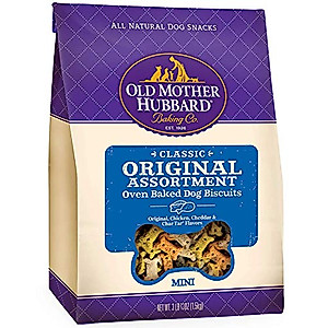 Old Mother Hubbard by Wellness Classic Original Mix Natural Dog Treats, Crunchy Oven-Baked Biscuits, Ideal for Training, Mini Size, 3.8 pound bag