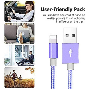 Souina iPhone Charging Cable Purple 3Pack (3ft 6ft 10ft) Mfi Certified iPhone Charger Fast Charging Cable Nylon Braided Phone Chargers Cord Compatible with 12 Pro 11 Pro Max 10 Xr Xs Max 8 7 iPad