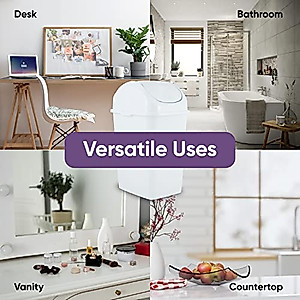 Superio 1.25 Gal Mini Plastic Trash Can with Swing Top Lid Small Waste Bin for Countertop, Desk, Vanity, Bathroom 5 Quart (White)