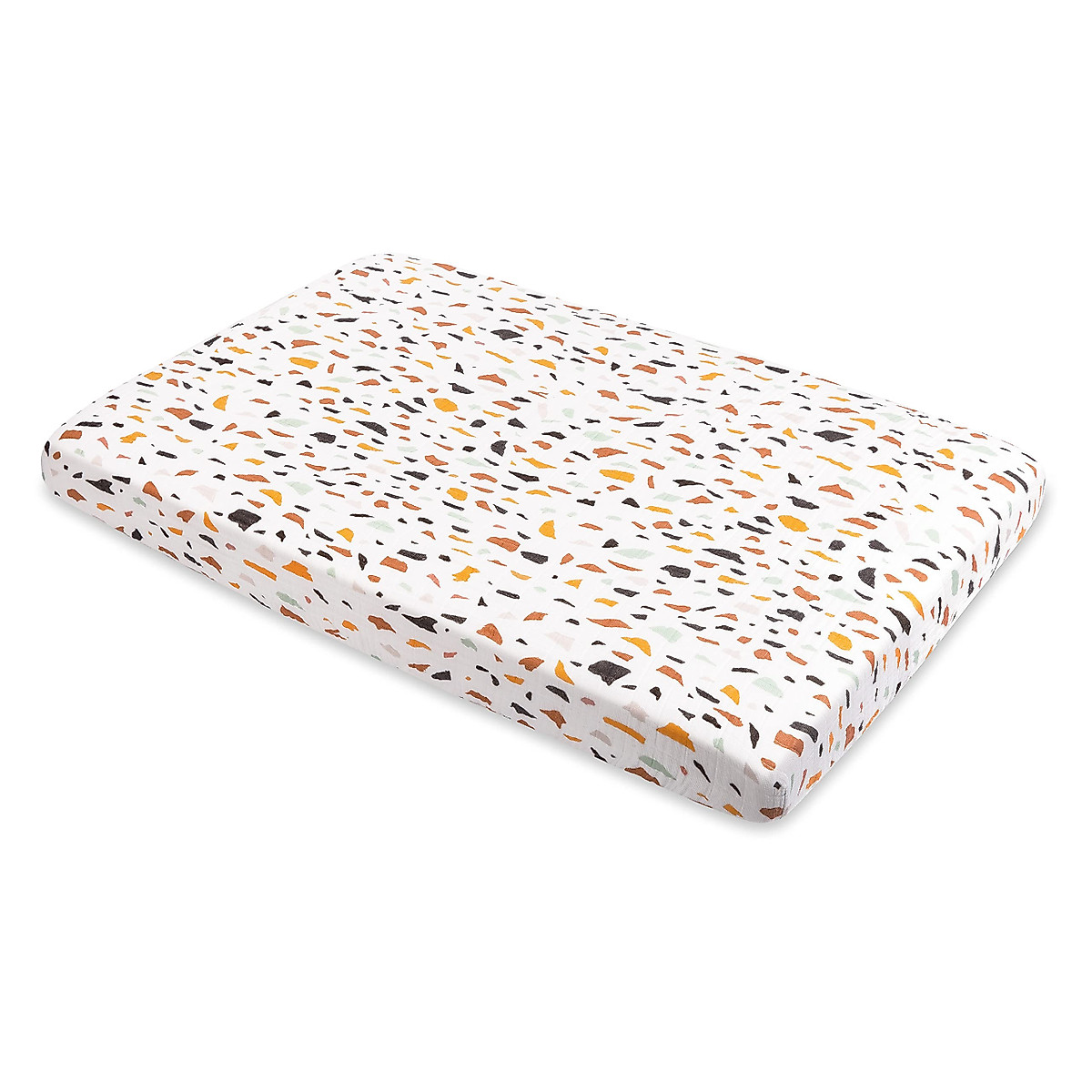 Babyletto 100% Organic Cotton Mini Crib Sheet, GOTS-Certified, Fitted 360°, Ultra-Soft and Breathable Muslin - Terrazzo