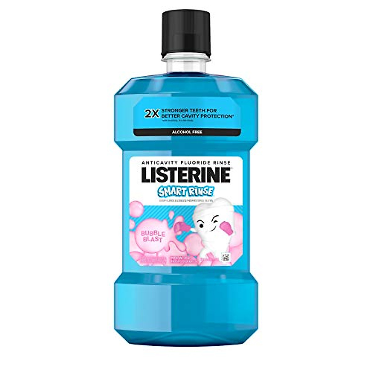 Listerine Smart Rinse Kids Fluoride Anticavity Mouthwash, Bubble Blast Flavor, 500 mL (Pack of 2)