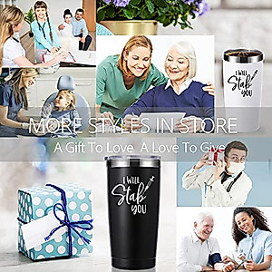 momocici Nurse Gifts.I Will Stab You 20 OZ Tumbler.Funny Nurse Week,Nurse,Gag Nursing Graduation Gifts for Nurse.Nurse Practitioner Gifts Travel Mug(White)