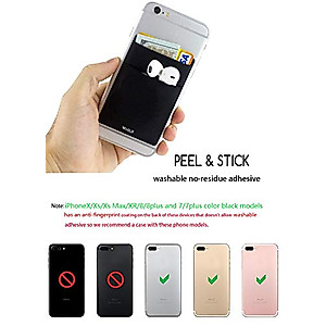 WUOJI RFID Blocking Phone Card Wallet - Double Secure Pocket - Ultra-Slim Self Adhesive Credit Card Holder Card Sleeves Phone Wallet Sticker All Smartphones(Black)-2PC