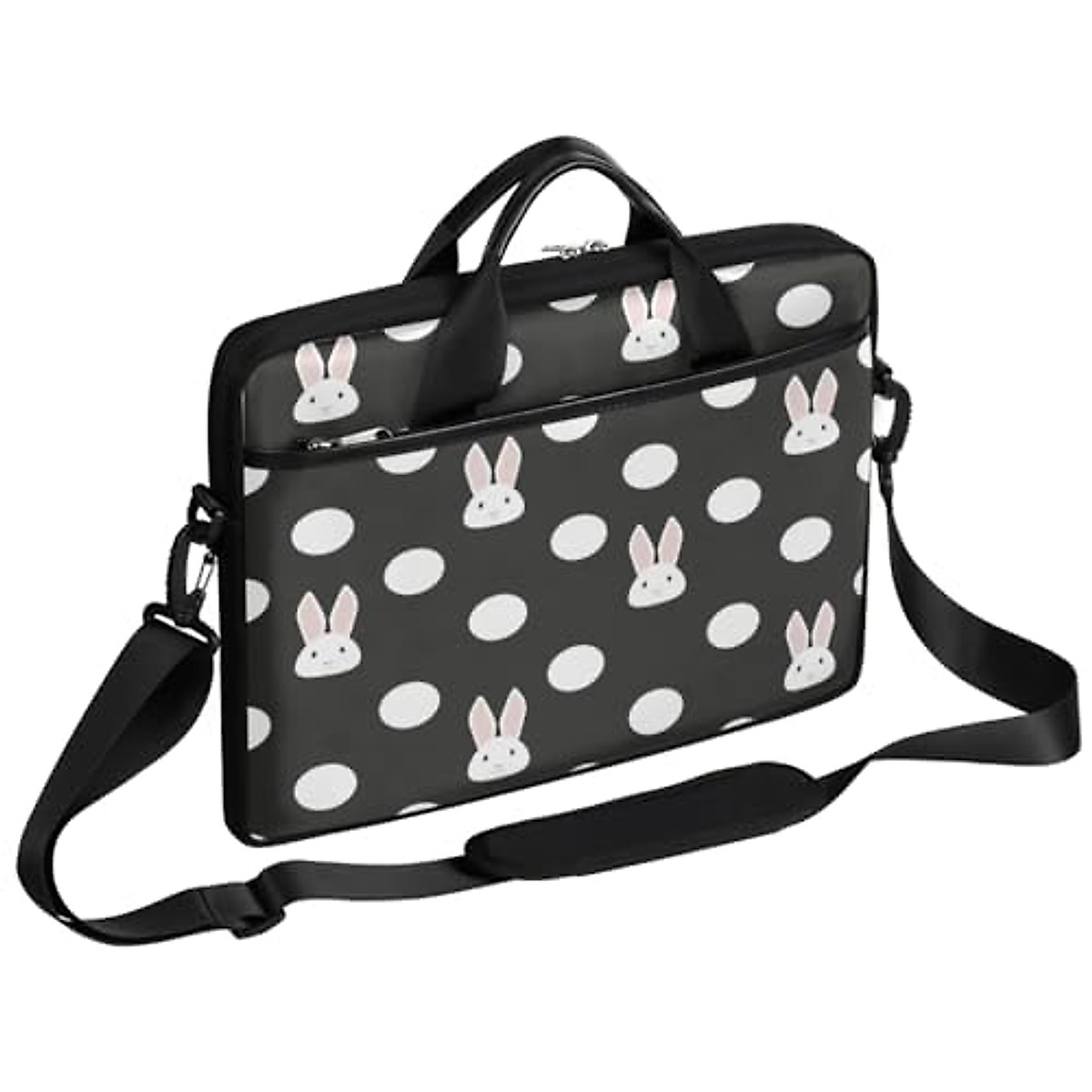 Bunny Dots Laptop Computer Bag Waterproof Shoulder Messenger Bag 13-15 inch Durable Laptop Tote Bag with Shoulder Strap Handle Lightweight Crossbody Briefcase