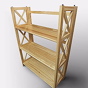 Casual Home Montego 3-Shelf Folding Bookcase, Natural , 27.5" Wide