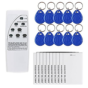 Handheld RFID ID Card Copier, 125kHz EM4305 RFID Proximity ID Card Reader/Writer/Duplicator, 10Pcs Writable 125kHz RFID Key Fob+10Pcs Contactless 125kHz RFID Proximity Smart Card