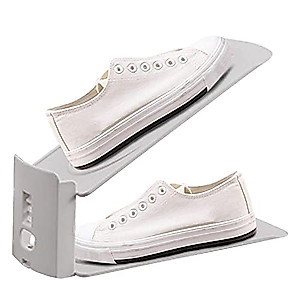 NULYUNZE Double Layer Shoe Slot Organizer - Flexible Built-in Design Shoe Storage Rack - Double Layer Shoe Rack Organizer Holder Dustproof