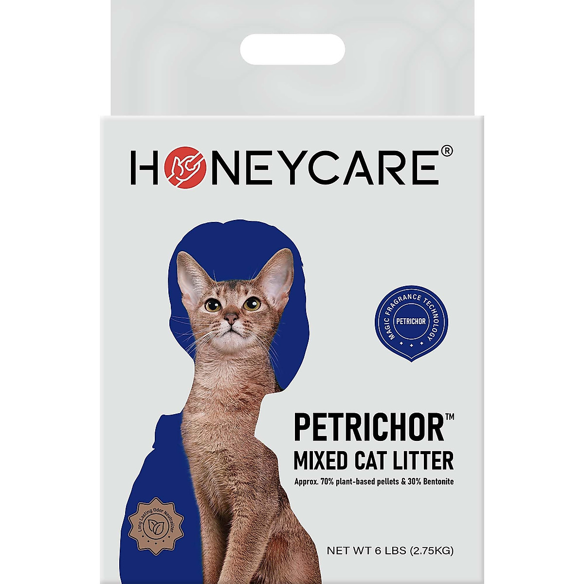 HONEY CARE Petrichor Mix Cat Litter I Tofu Cat Litter I Nature Plant-Based Pellets and Bentonite Sustainable Cat Litter I Low-Dust Qucik Clumping Superior Odor Control, 24-lbs Value Pack (6 lbs x 4)