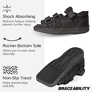 BraceAbility Post-op Shoe for Broken Foot or Toes | Medical/Surgical Walking Boot Cast, Stress Fracture Brace & Orthopedic Sandal with Hard Sole (MEDIUM - FEMALE)