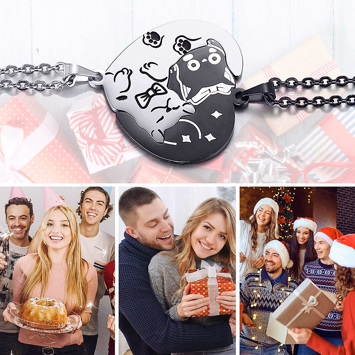 Matching Necklace for Couples, Personalized Yin Yang Pet Cat Pendant Necklace, Boyfriend and Girlfriend Promise Couples Necklaces for Him and Her, Relationship Jewelry Gift for Couples Best Friends