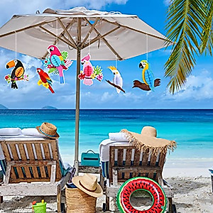 KESOTE 6 Pieces Hawaiian Tropical Parrot Bird Honeycomb Hanging Party Decorations, Summer Tiki Bar Party Decor, Rainforest Decorations Garden Yard Room Decor