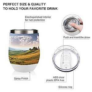 WYUSPGK 304 Stainless Steel Insulated Cup, Landscape Print Smooth Rim, Durable & Reusable - Perfect for Office, Home, And Travel