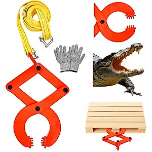 Wowangce Truck Pallet Puller Clamp Kit 2t/4409lbs Pallet Puller Clamp Truck Pallet Pulling Scissor Grabber Hook and 2" x 13.1ft Tow Strap Nylon Webbing with Gloves for Pulling Pallets Wood Heavy Thing