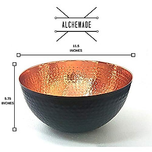 Alchemade Hammered Copper Bowl - Black Copper Bowl To Add To Your Copper Kitchenware Or Use as Farmhouse Copper Home Decor - Great for Everyday Kitchen Use