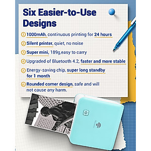 Memoking Inkless Bluetooth Printer - HD 300dpi Photo Sticker Printer Machine Mini - M02 Pro Thermal Mini Printer for Pad&Phone - 2" Mini Sticker Maker Machine Printer for Memo,Photo,DIY,Fun,1D/QR,Logo