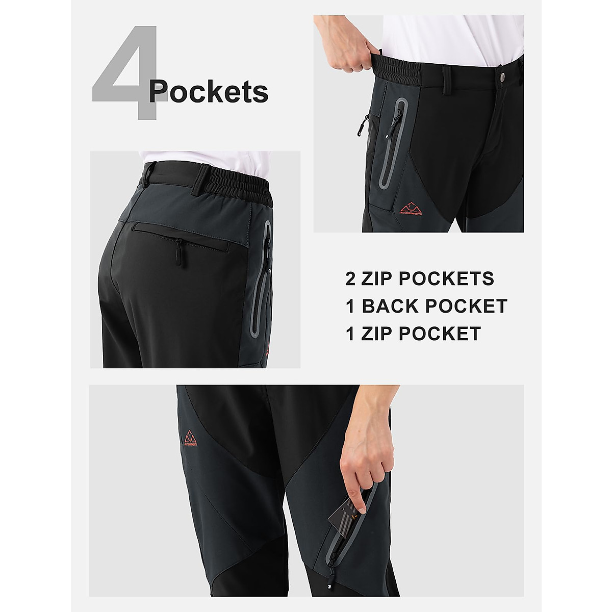 TBMPOY Women's Ski Windproof Waterproof Snow Pants Outdoor Hiking Fleece Lined softshell Pants Black S