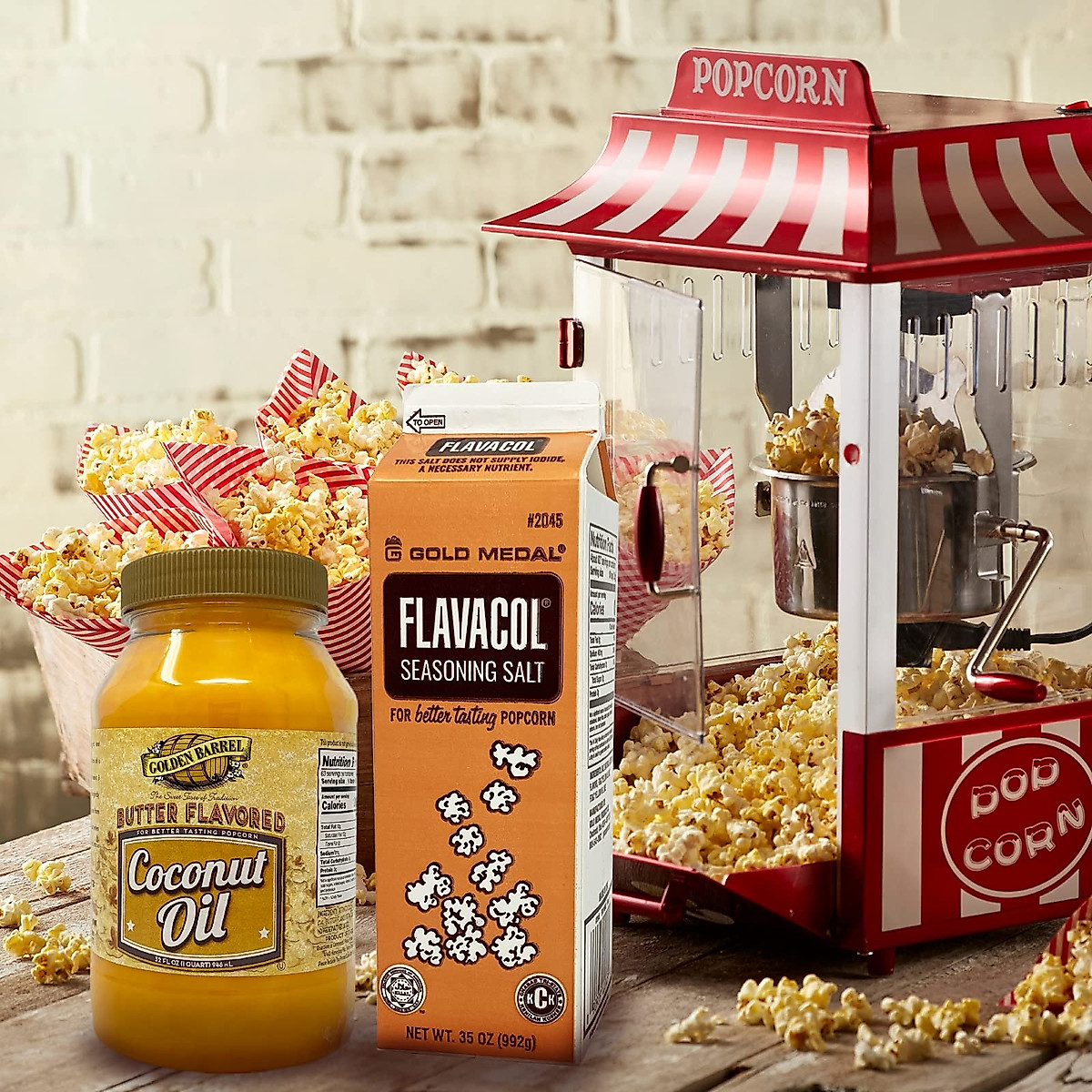 Ultimate Movie Theater Popcorn Kit - Flavacol Salt (35 oz) & Golden Barrel Butter Flavored Coconut Oil (32 oz) - Real Theatre Ingredients, No Dairy, Gluten Free/Vegan, Non-GMO, Kosher