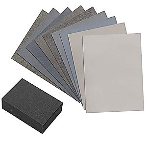 Micro-Mesh 9 Sanding Sheet Introductory Woodworkers Kit with a 2 inch by 3 inch Foam Sanding Block