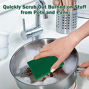 YoleShy 40 PCS Scouring Pad, Dish Scrubber Scouring Pads,4.5 x 6 inch Green Reusable Household Scrub Pads for Dishes, Kitchen Scrubbers & Metal Grills