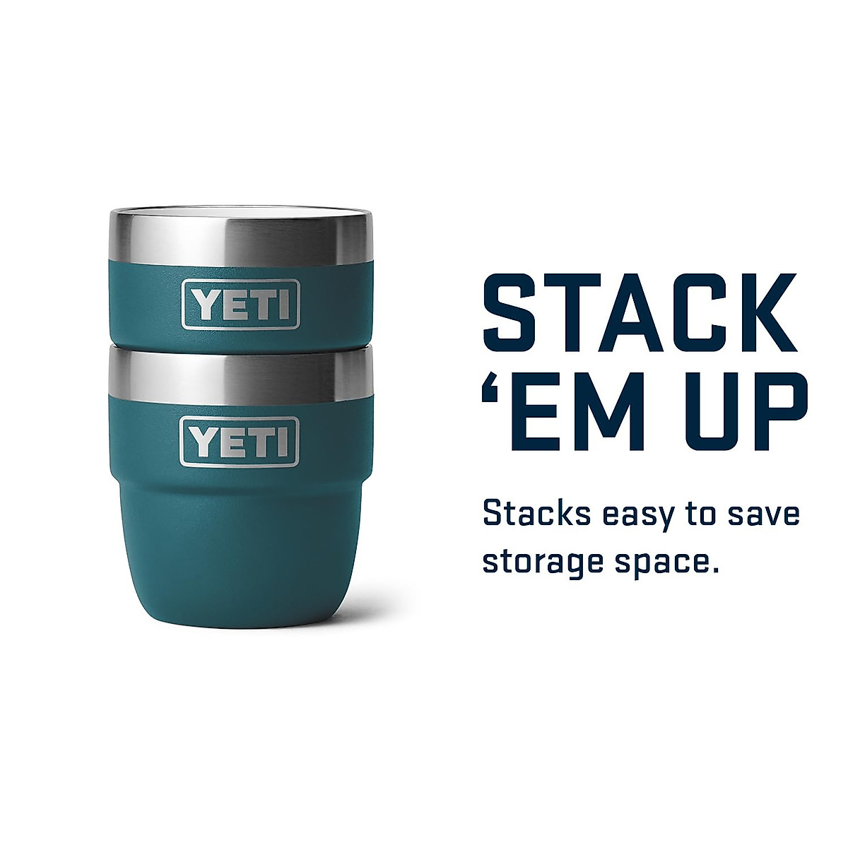 YETI Rambler 4 oz Stackable Cup, Stainless Steel, Vacuum Insulated Espresso/Coffee Cup, 2 Pack, Agave Teal