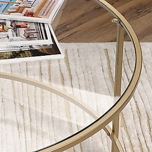 Sauder 417830 Int Lux Coffee Table Round, Glass / Gold Finish