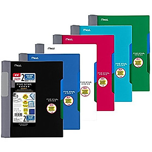 Five Star Advance Spiral Notebook-Medium Size, 2 Subject, College Ruled, 9.5 x 6 Inch, Assorted Colors, 6 Pack