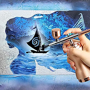 Airbrush Kit with Compressor 30PSI Portable Airbrush Gun Rechargeable Handheld Cordless Air Brush for Nails Art, Painting, Cake Decor, Cookie, Mode, Makeup, Barber (Gold)