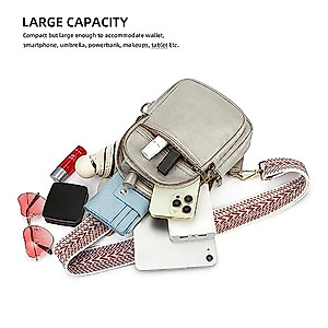 Cynure Women's Vegan Leather Sling Bag Packs Small Zipper Crossbody Chest Backpacks, Light-Grey