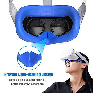 LEABBY VR Silicone Face Cover Compatible with Oculus Quest 2,Light-Thin VR Face Pads,Waterproof Anti-Dirty Replacement Facial Cushion VR Pads Accessories (1Pcs/Blue)
