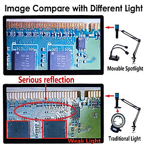 Spotlight Microscope Light Source, USB Desk Mini LED Dual Gooseneck Lights Illuminator for Stereo Microscope Camera Industrial Video Zoom C Mount Lens for Repair Soldering PCB Lab