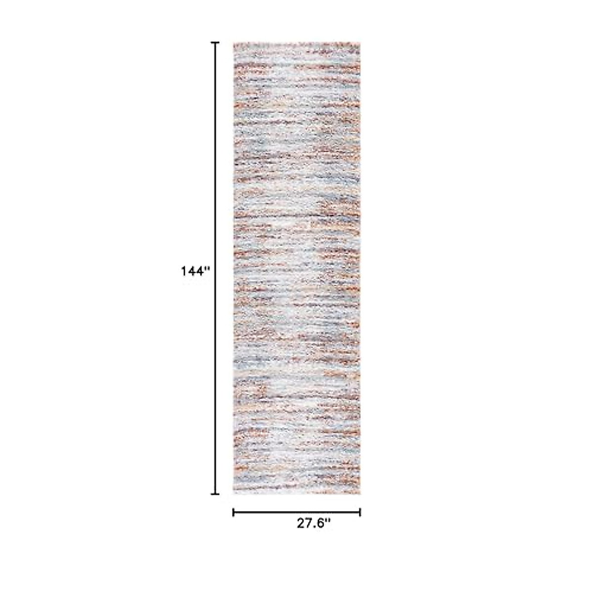 SAFAVIEH Berber Shag Collection Runner Rug - 2'3" x 12', Blue Rust & Ivory, Stripe Design, Non-Shedding & Easy Care, 1.25-inch Thick Ideal for High Traffic Areas in Living Room, Bedroom (BER565A)