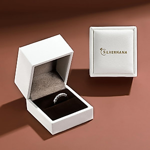 SILVERNANA Wedding Band for Women, Sterling Silver Moissanite Eternity Ring 7 Stones Moissanite Diamond Promise Ring Size 8.5