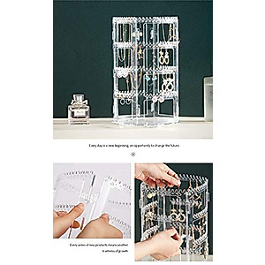 Cq acrylic 360 Rotating Earring Holder Organizer Clear Jewelry Displays Dangle Earinging Rack Necklace Bracelet Carousel Tree Towers,4 Tier Hanging Earring Display Stands For Selling,Pack of 1