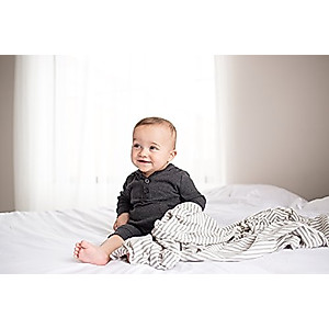 Large Premium Knit Baby Swaddle Receiving Blanket Grey and White "Everest" by Copper Pearl