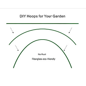 Garden Hoops for Raised Beds Hoop House Greenhouse Super Hoops for Garden Netting Garden Hoops for Row Cover Hoops for Garden Beds Fiberglass 6.56ft 6pack ONE Piece Design