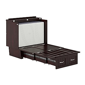 AFI, Nantucket Twin Murphy Bed Chest with Mattress, Storage Drawer and Built-In USB Charger, Espresso