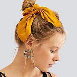 Scrunchies Hair Ties Silk Satin Scrunchy - Cute Bow Bunny Ear Hair Elastic Ponytail Holder Bobbles Soft Elegant Elastic Hair Bands with Tail Ribbon