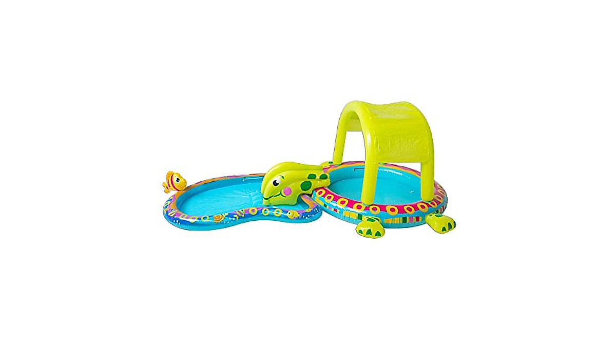 Banzai Shade 'N Slide Turtle Inflatable Pool for Kids