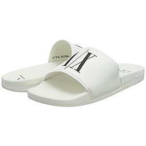 A|X Armani Exchange Men's Icon Project Logo Slip-on Slide Sandal Flip-Flop, Op.white, 7