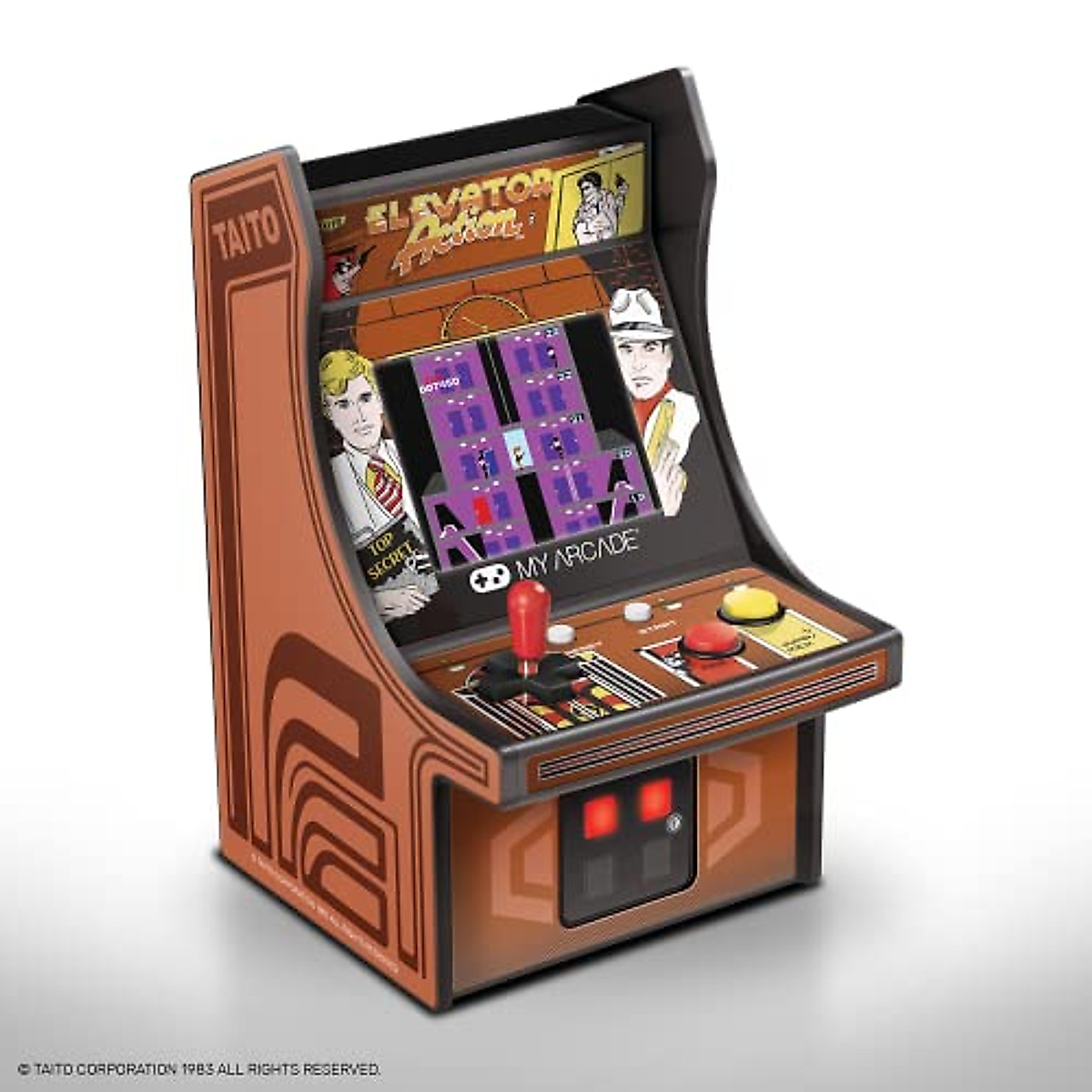 My Arcade Micro Player Mini Arcade Machine: Elevator Action Video Game, Fully Playable, 6.75 Inch Collectible, Color Display, Speaker, Volume Buttons, Headphone Jack, Battery or Micro USB Powered