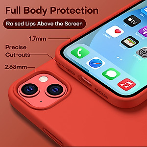 CellEver Heavy-Duty Silicone Case for iPhone 13 Mini - Two Shatterproof Glass Screen Protectors, Military Drop Protection, Scratch-Free Interior, Bright Red