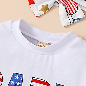 Toddler Girls Short Sleeve Independence Day 4 of July Letter Printed Tassels T Shirt Tops Infant Summer Outfit White