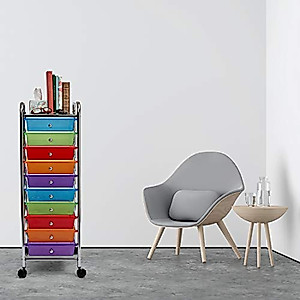 Seville Classics 10-Drawer Multipurpose Mobile Rolling Utility Storage Organizer Cart, Multicolor