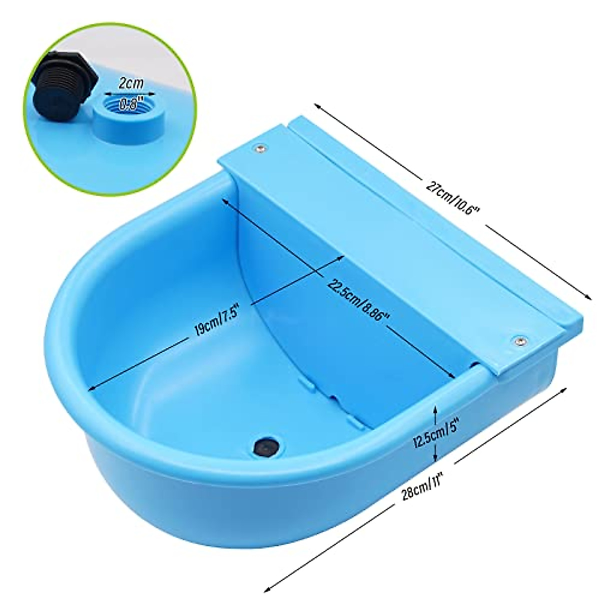 MINYULUA Automatic Waterer Bowl Large Live Stock Waterer Automatic Water Feeder Trough Bowl Dispenser Waterer Livestock Drinking Bowl for Cat Sheep Dog Horse Farm Supplies (Light Blue)