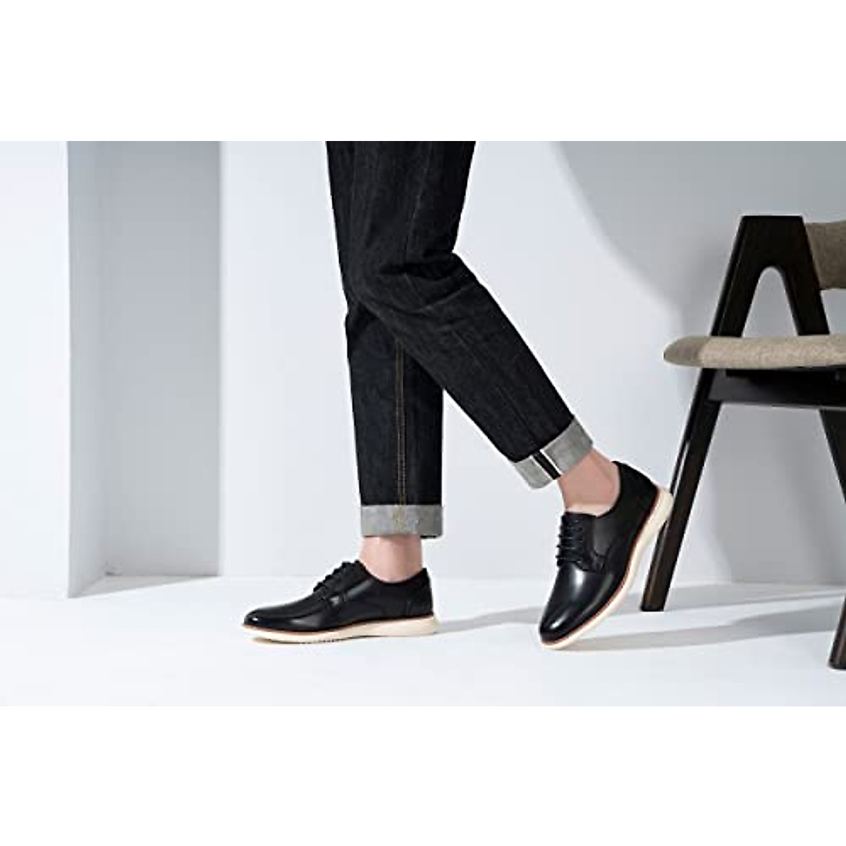 Jousen Men's Black Dress Shoes Formal Lace Up Casual Dress Shoes for Men Oxfords Shoes (AMY733 Black 10)