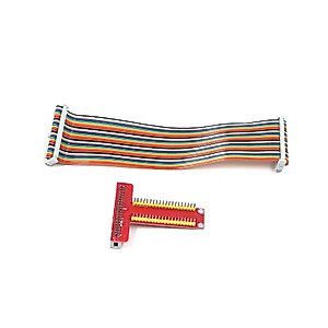 Quluxe 2 Set RPi GPIO Breakout Expansion Board + Ribbon Cable + Assembled T Type GPIO Adapter FC40 40pin Flat Ribbon Cable for Raspberry Pi B+ Kit