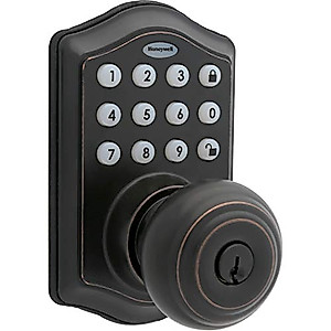 Honeywell Safes & Door Locks - 8732401 Electronic Entry Knob Door Lock, Oil Rubbed Bronze, 6.5 x 8.8 x 9 inches