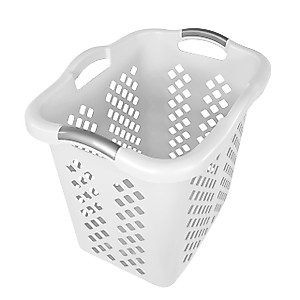 EGEN Home Logic 2 Bushel Lamper Laundry Basket with Silver Handles, White