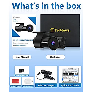 Dash Cam Front 2K 1440P WiFi, Dashboard Camera Recorder for Car, with 32GB SD-Card, WDR, Night Vision, Loop Recording, G-Sensor, Parking Monitor, Support 128GB Max