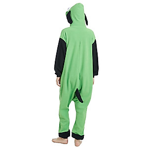 OGU' DEAL Unisex Invader Zim Cosplay Onesie Pajamas Green Halloween Costume Mens Women Hooded Christmas Sleepwear Homewear